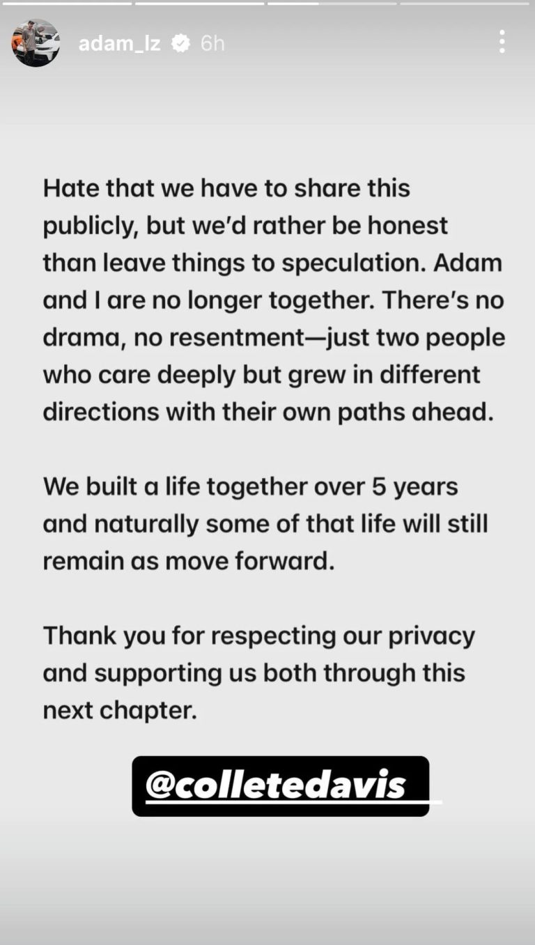 After 5 years, Adam LZ & Collete Davis Break Up - Confirmed On ...
